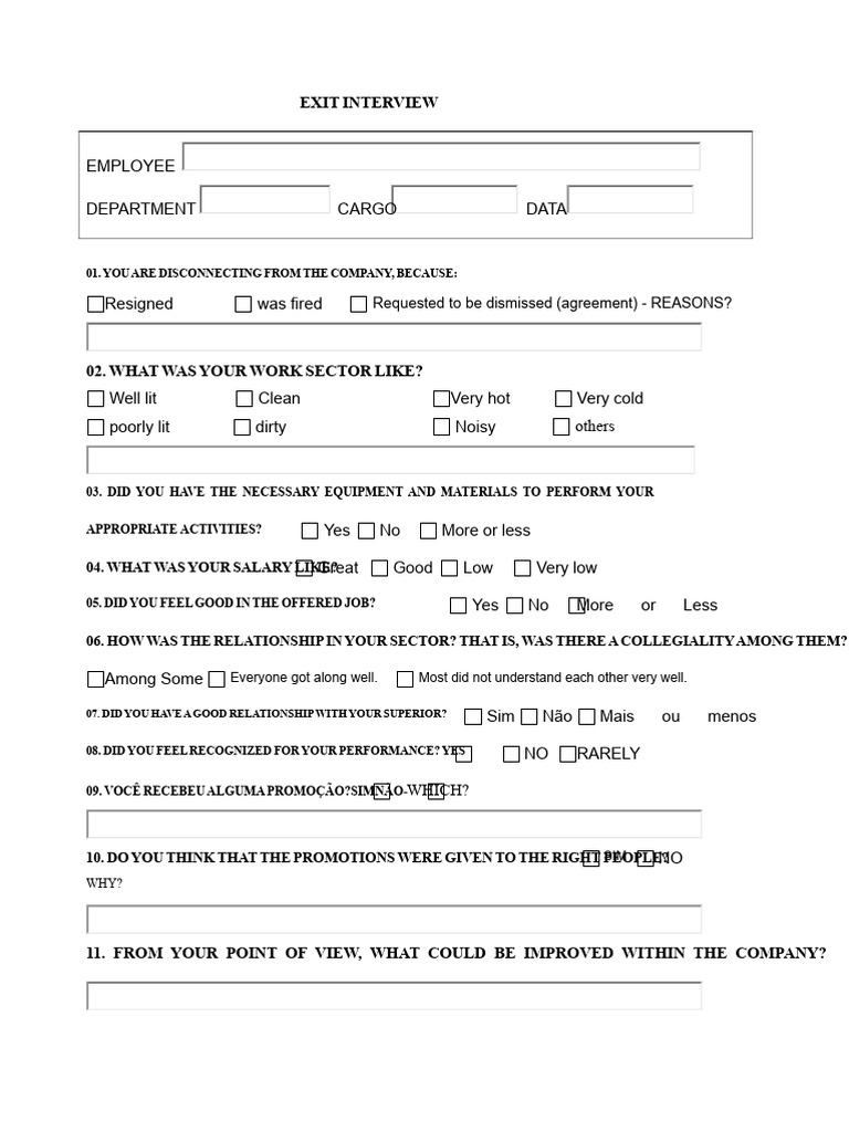 Exit Interview Form | PDF