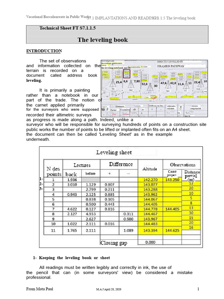 Leveling Book Guide for Public Works | PDF | Surveying