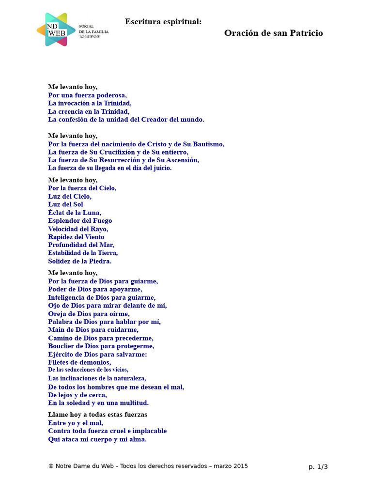 Oración de San Patricio | PDF | Cristo (título) | Creencia religiosa y ...