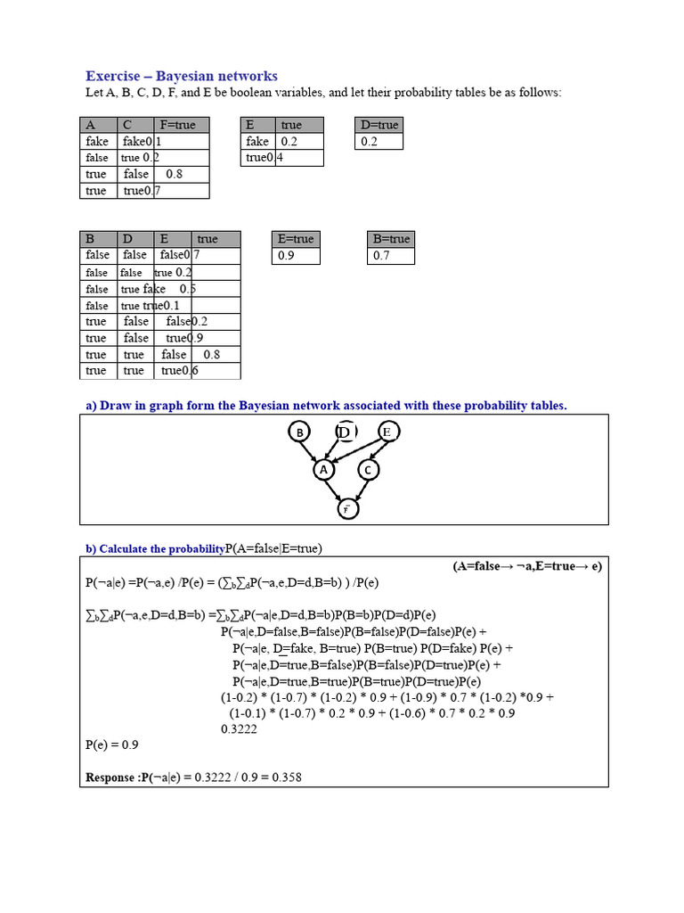 Bayesian Network Probabilities Solved | PDF | Bayesian Network ...
