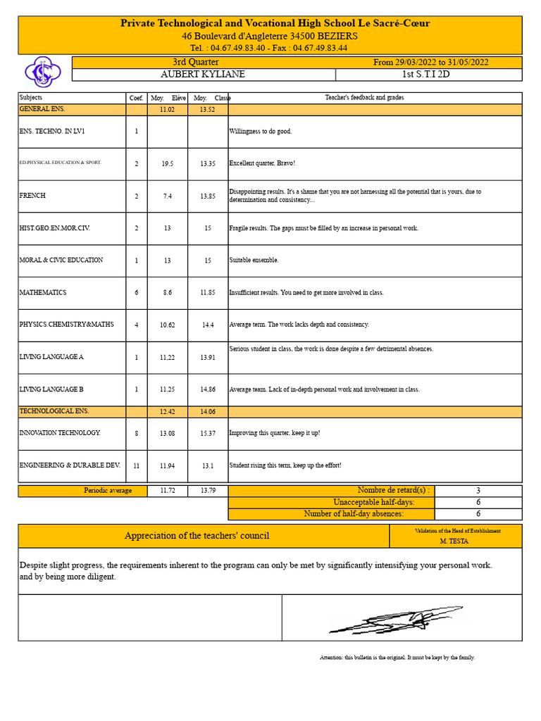 report-card-third-term.pdf | PDF | Intelligence | Learning