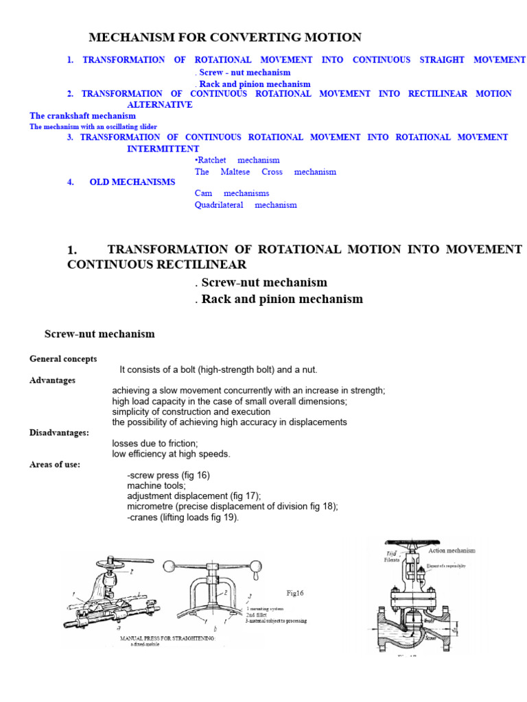 Motion Conversion Mechanisms Explained | PDF | Gear | Piston
