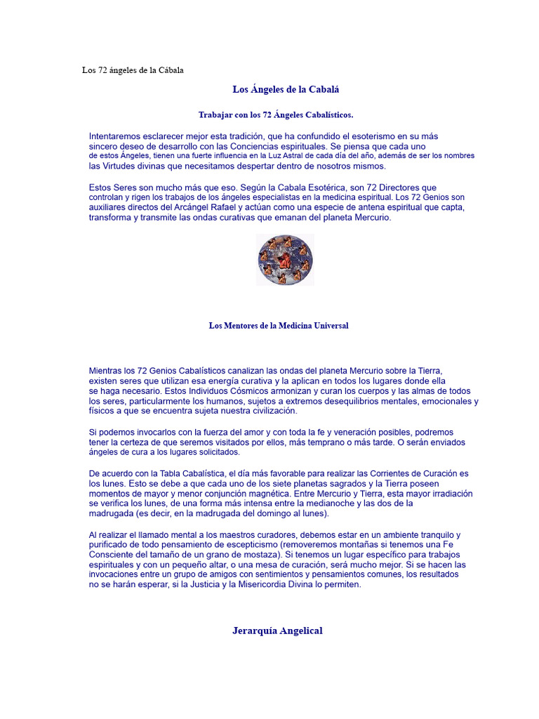 Los 72 Ángeles de La Cábala | PDF | Ángel | Kábala