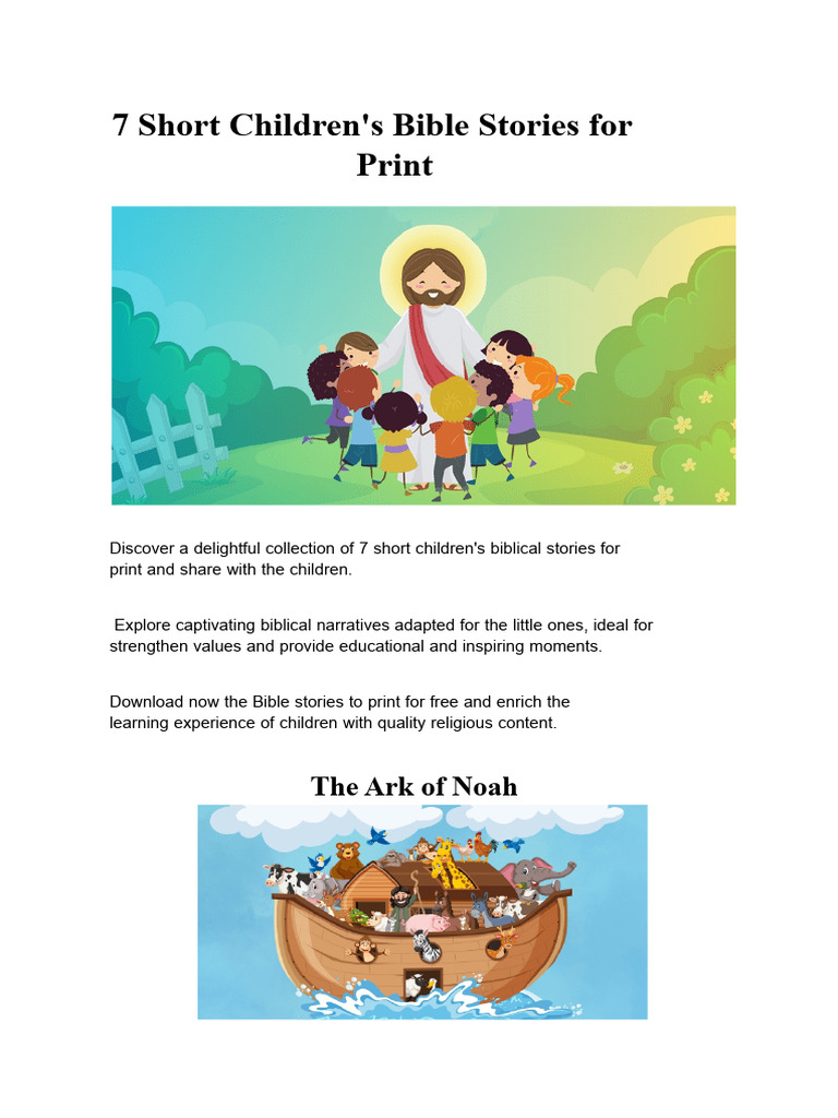 7 Short Children's Bible Stories to Print | PDF | Noah's Ark | Noah
