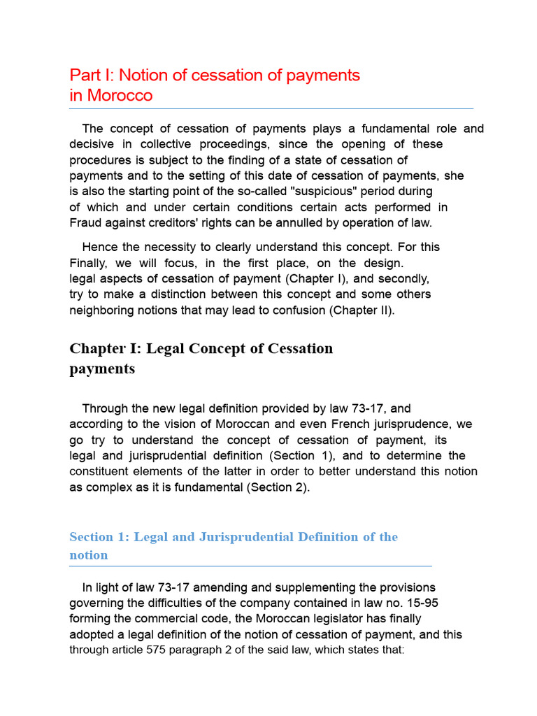 The Cessation of Payment in Morocco Cribd | PDF | Judgment (Law ...