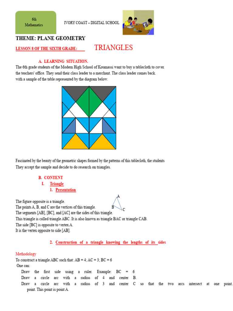 Maths 6th grade L8 Triangles | PDF | Triangle | Area