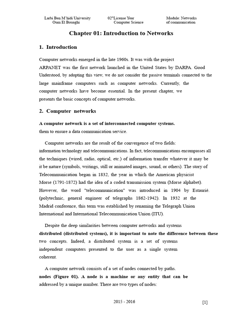 Chapter 01 - Introduction to Communication Networks | PDF | Internet ...
