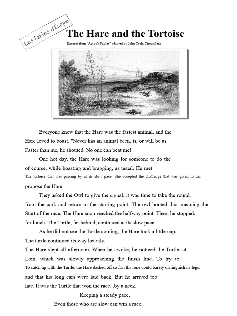 5. Aesop's Fable The Hare and the Tortoise | PDF
