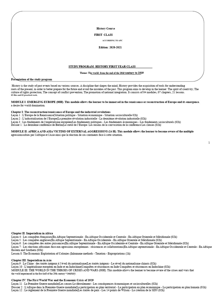 History Course 1st Year Apc | PDF | Imperialism | Algeria