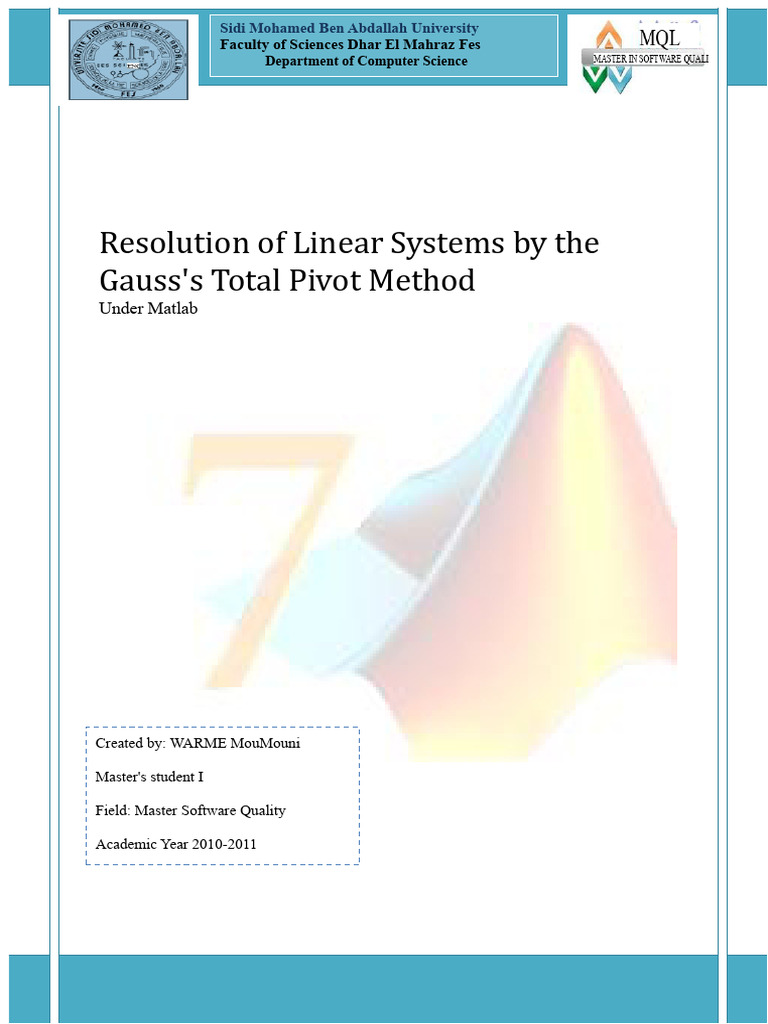 MatLab Project | PDF | System Of Linear Equations | Matrix (Mathematics)