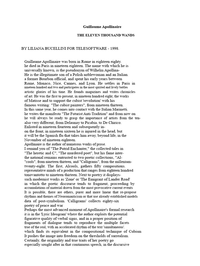 Guillaume ire - The Eleven Thousand Rods (Italian Book) | PDF | Cubism