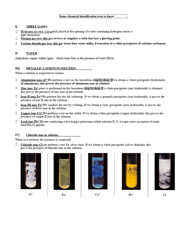 2 Identification Tests to Know.doc | PDF | Hydroxide | Precipitation ...