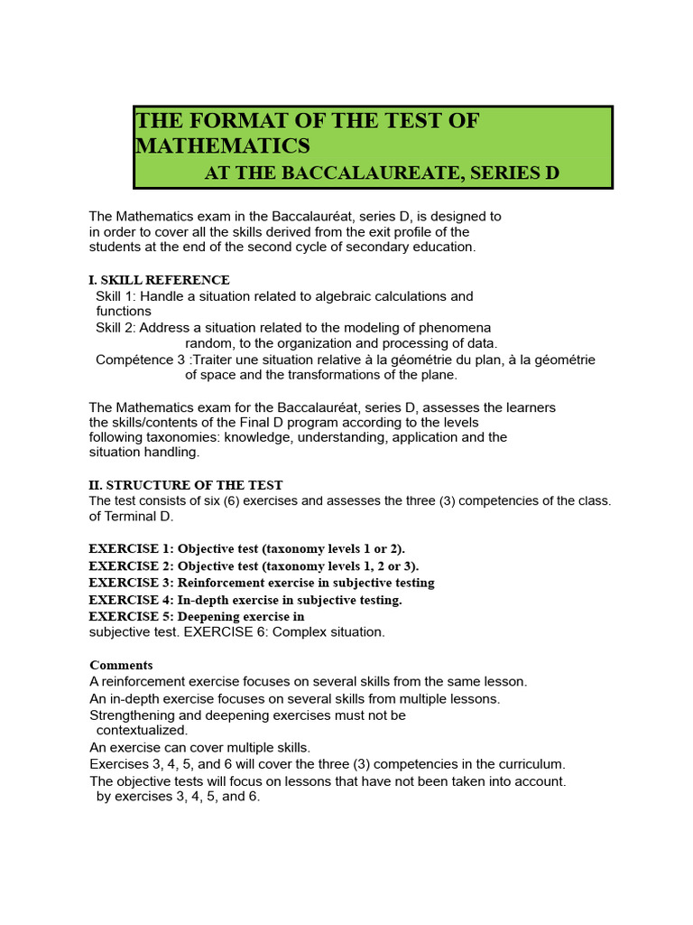 Math Exam Format 2022 | PDF | Mathematics | Function (Mathematics)