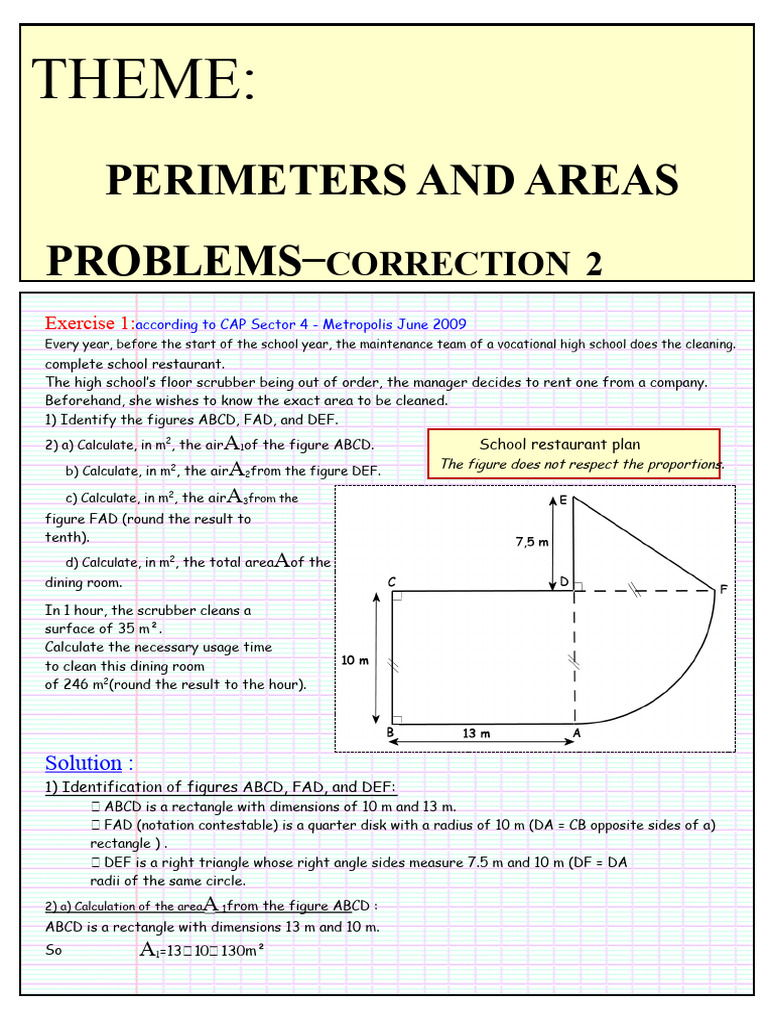 Perimeters and Areas - Correction | PDF | Area | Pi