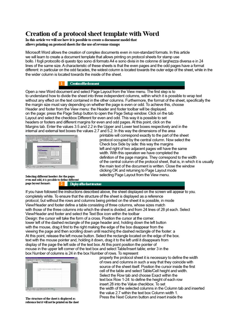 Creation of a Protocol Sheet Template with Word | PDF | Cursor (User ...