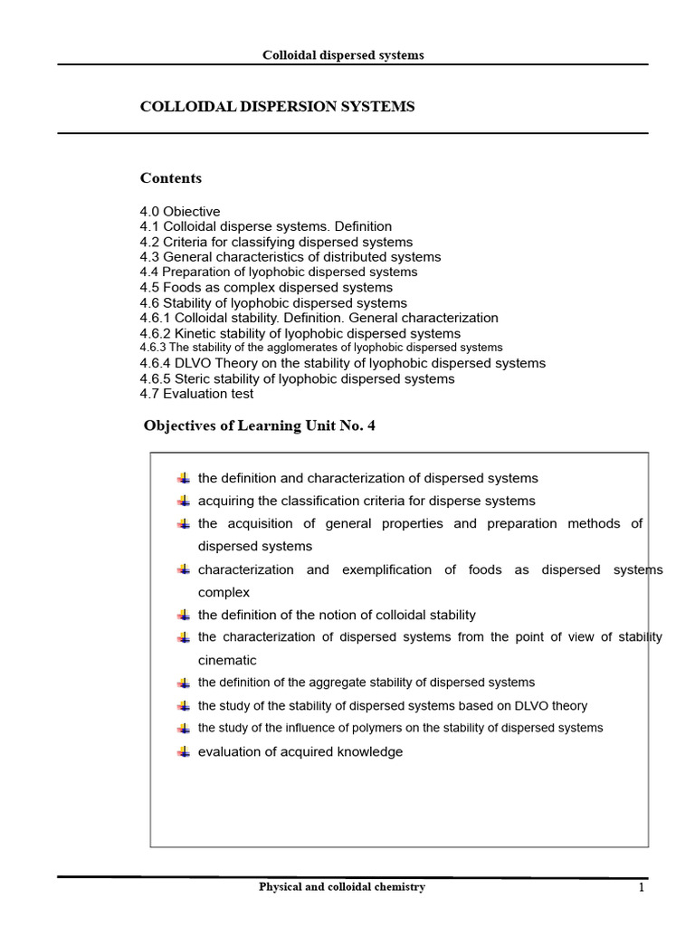 Colloidal Dispersed Systems | PDF | Colloid | Emulsion