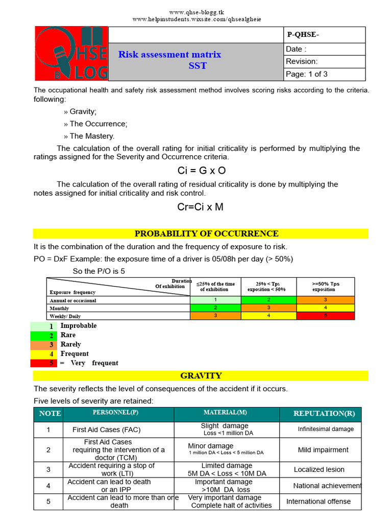 Risk Assessment Matrix OHS PDF | PDF | Risk | Risk Assessment