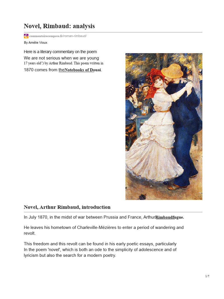 Analysis of Arthur Rimbaud | PDF | Poetry | Arthur Rimbaud