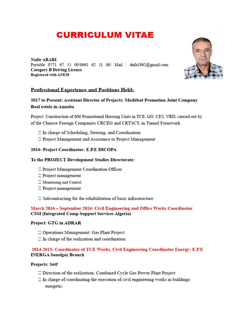 CV Engineer Monitoring Control Projects BTPH Modified | PDF