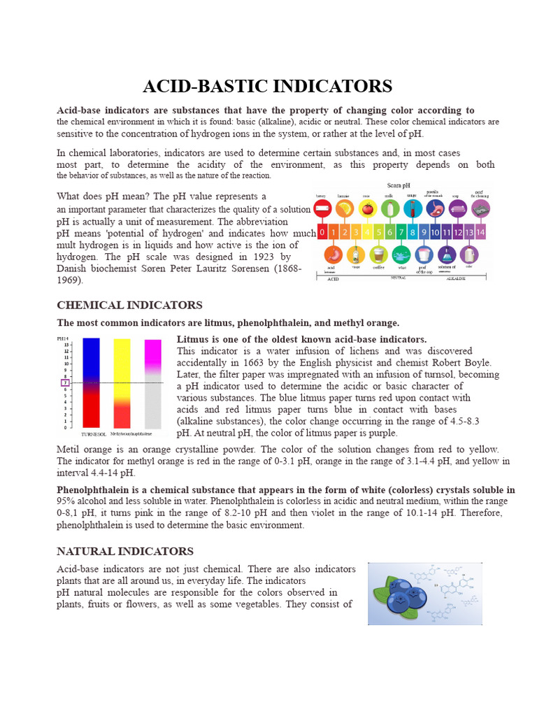 ACID-BASE INDICATORS | PDF | Ph | Chemistry