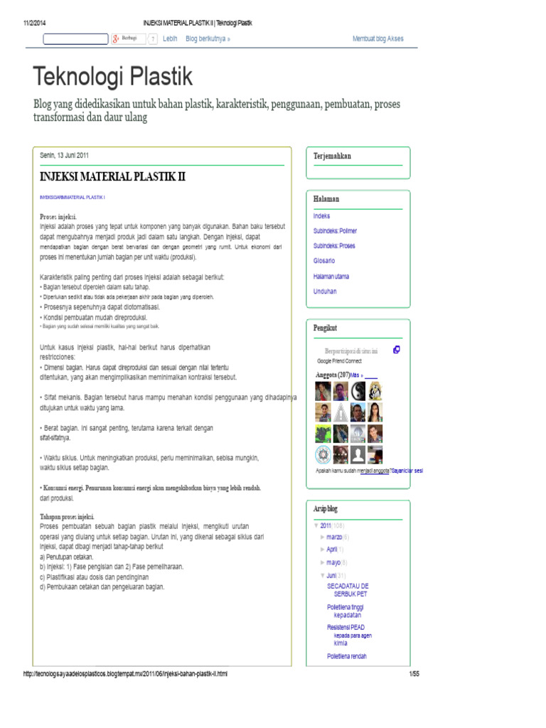 Injeksi Bahan Plastik II _proses Injeksi Plastik | PDF