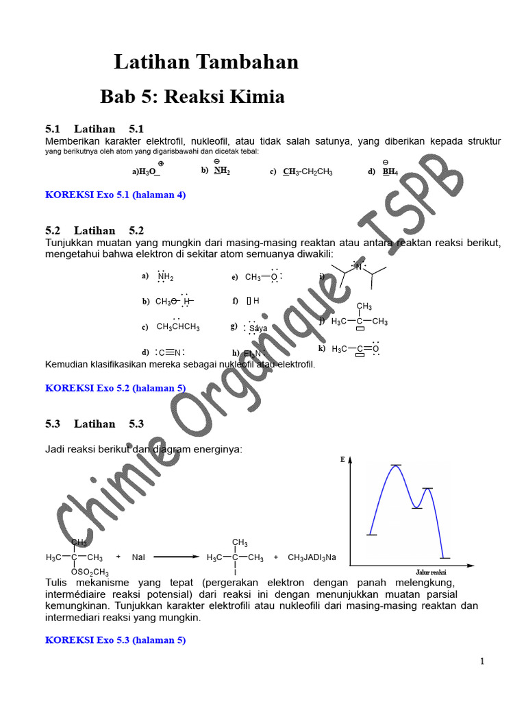 Latihan Reaksi Kimia: Elektrofil & Nukleofil | PDF