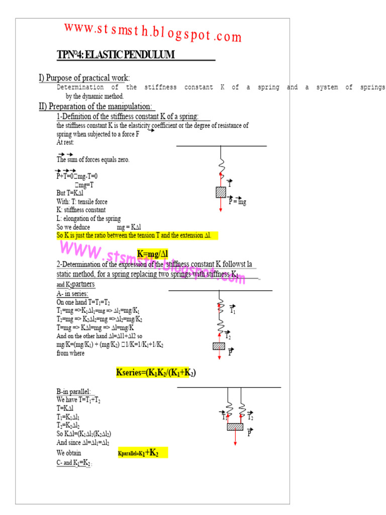 Elastic pendulum lab report.pdf | PDF | Stiffness | Force