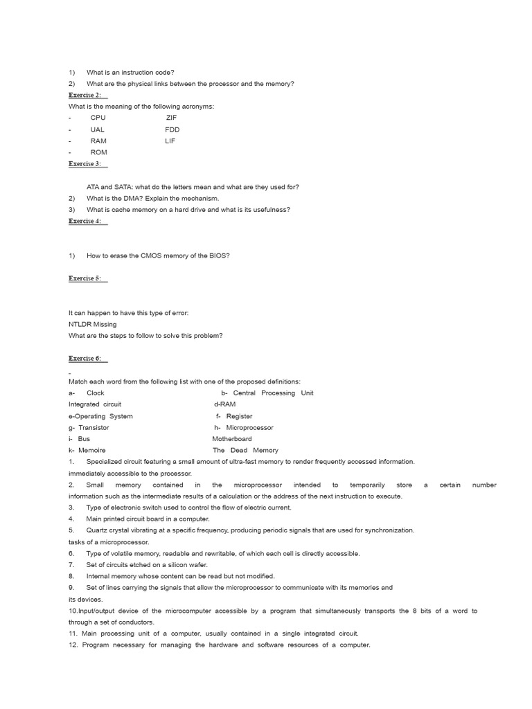 Test Multiple Choice Questions | PDF | Central Processing Unit ...