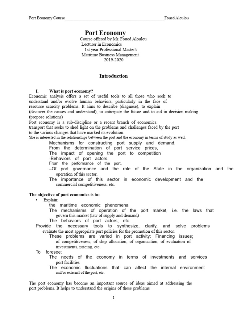 Chapter I. Economic Role of The Port | PDF | Port | Transport