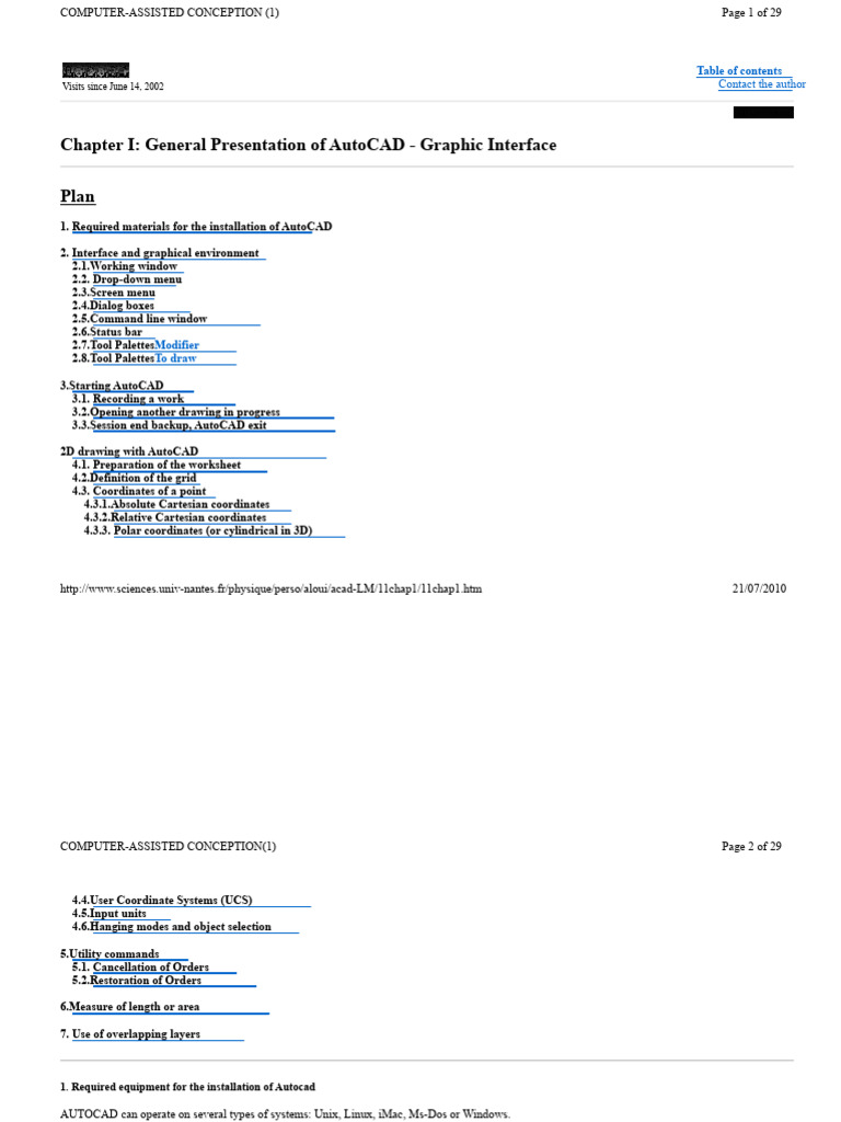 Chapter I General presentation of AutoCAD - Graphical interface | PDF ...