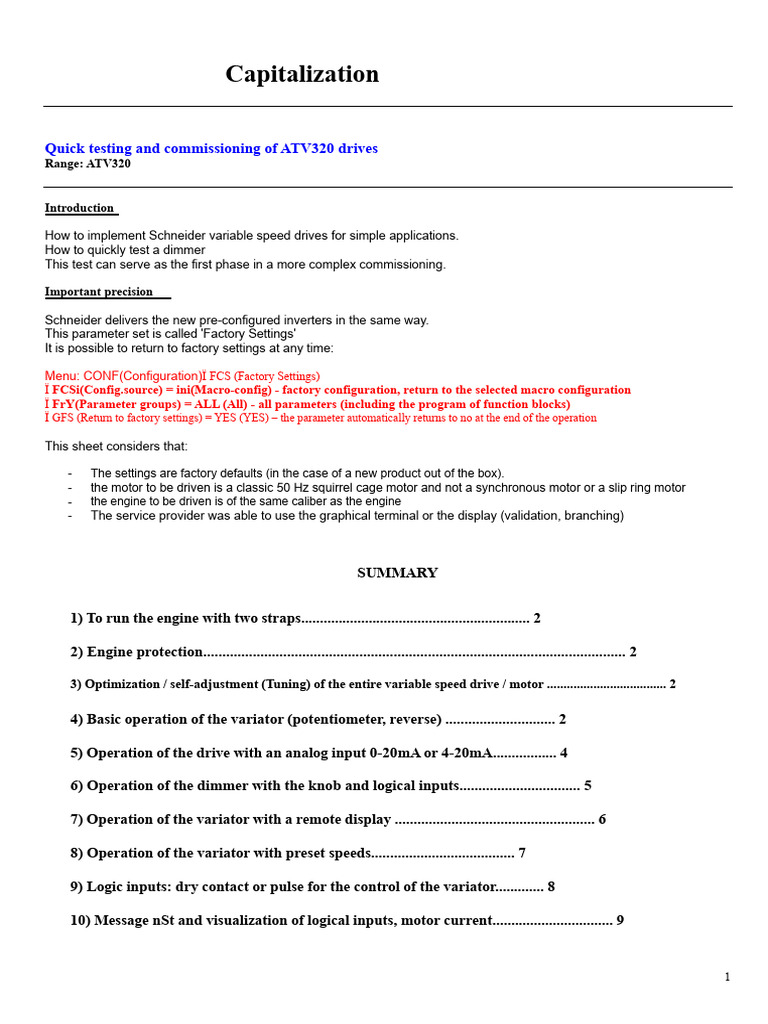 Quick Start or Function Test of an ATV320 V2 Variable Speed Drive | PDF ...