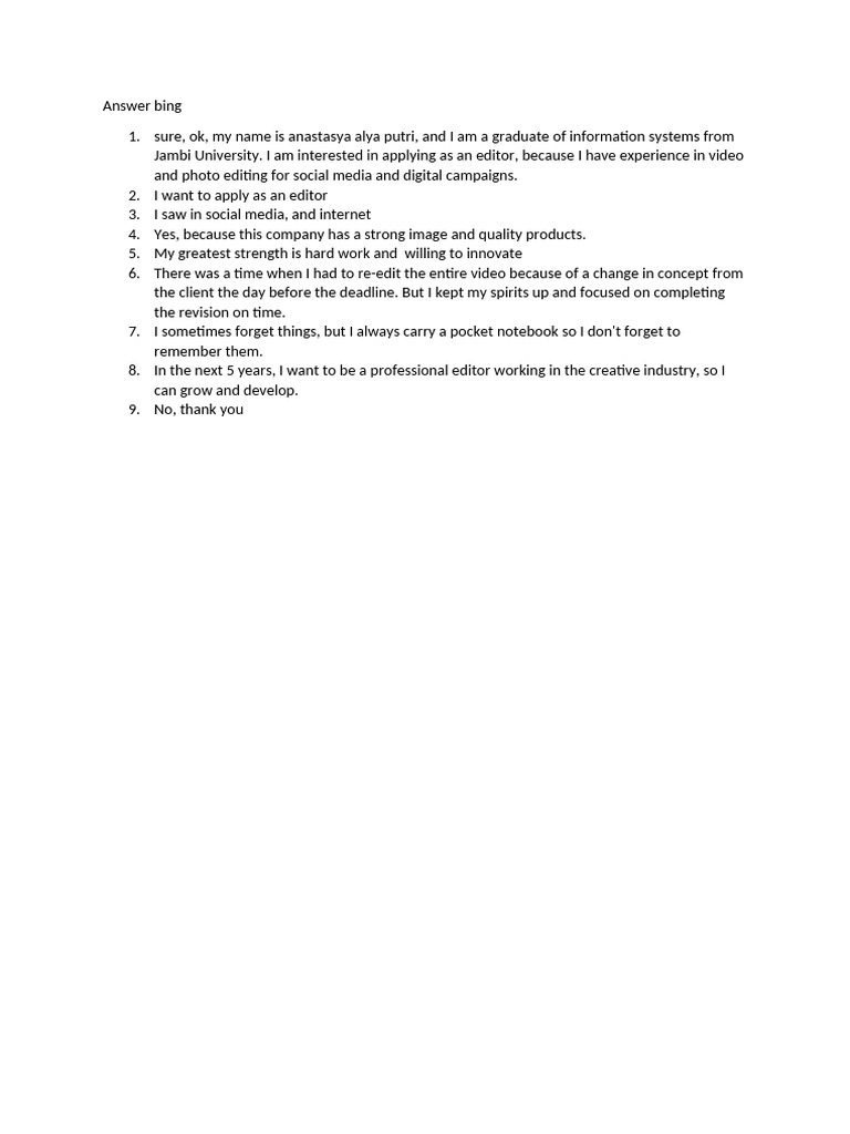 Answer Bing | PDF