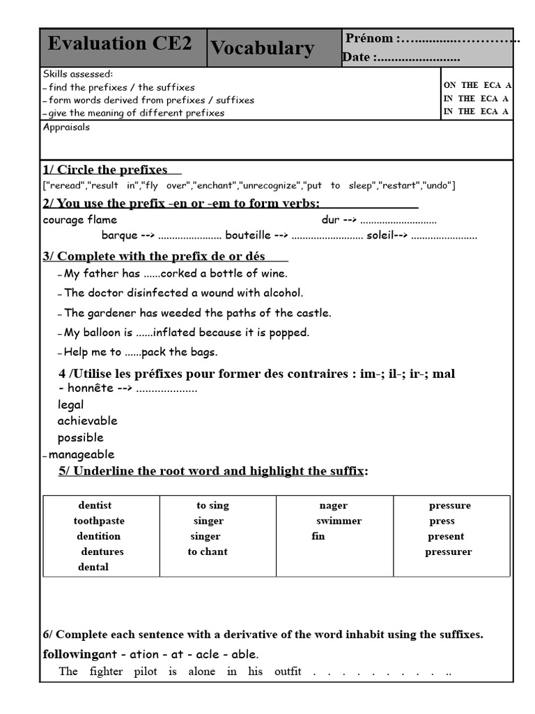 Eval Voc Prefix Suffix Syn Anto Homo | PDF | Linguistics | Linguistic ...