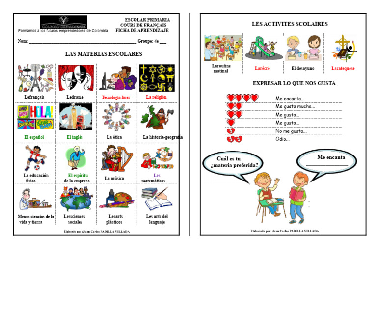 9. Las Materias Escolares 3 | PDF | Aprendizaje