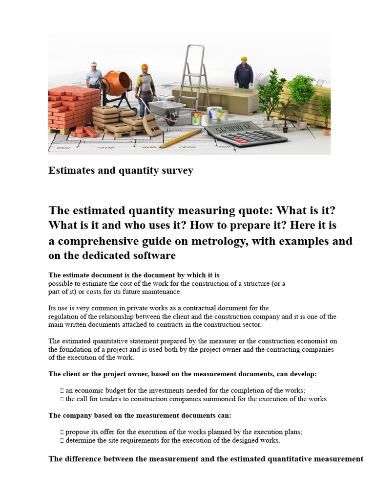 Quotes and Quantity Surveying Public Works PDF | PDF | Measurement ...
