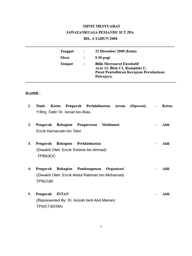 Contoh Format Notulen Rapat Terkini | PDF