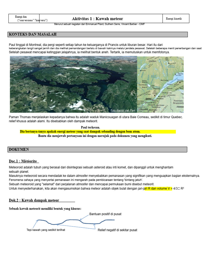 Energi Kinetik Meteor dan Dampaknya | PDF