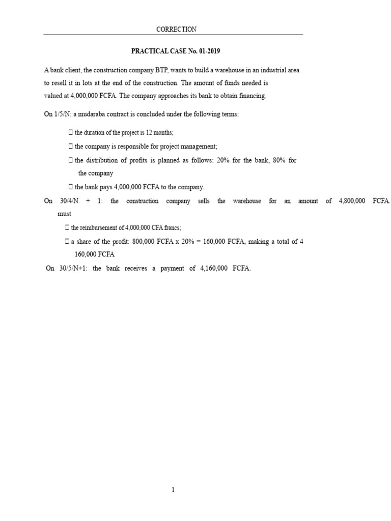 Islamic Finance Case Study (Correction)-1 | PDF | Islamic Banking And ...