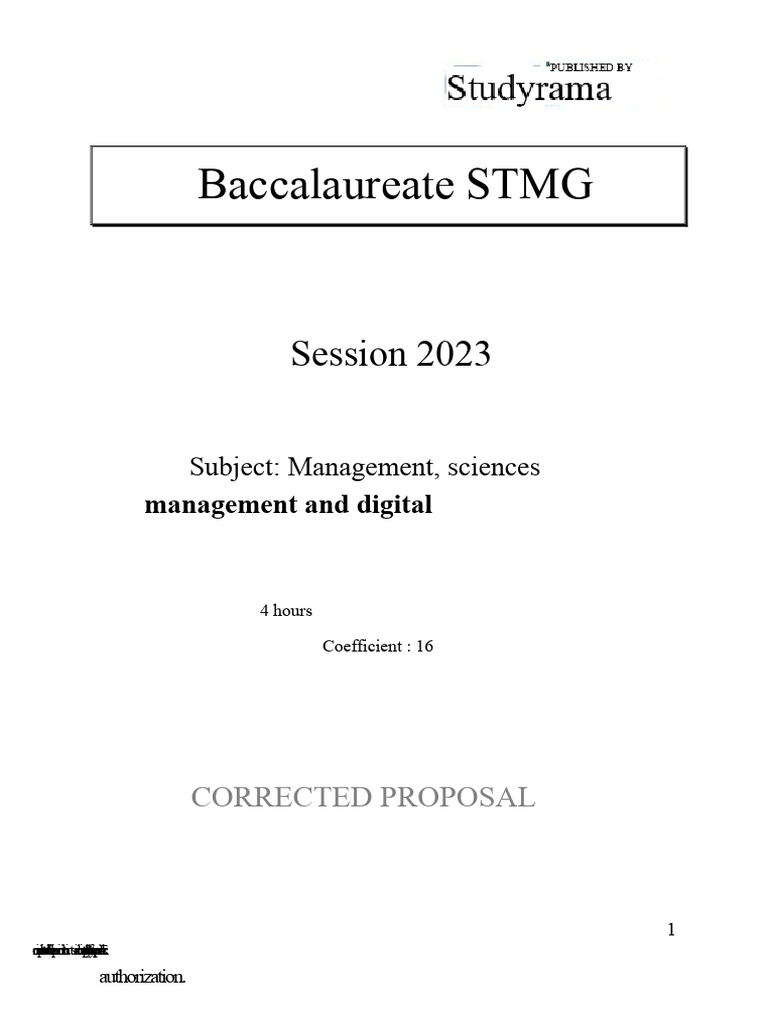 STMG Bac Management Sciences and Digital Corrected | PDF | Customer ...