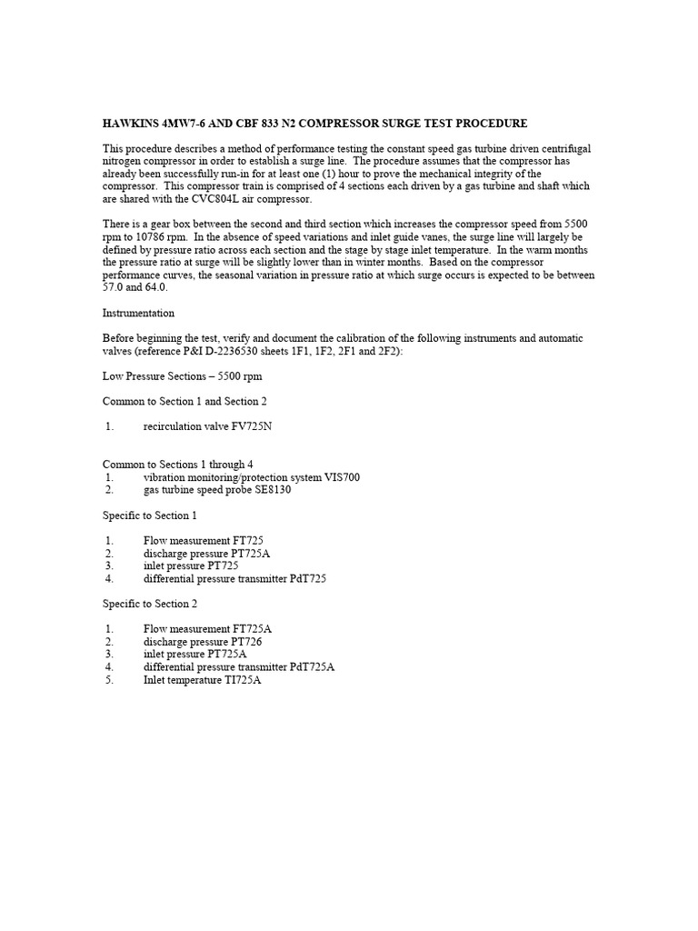 Example of Compresor Surge Test Procedure | PDF | Mechanical ...