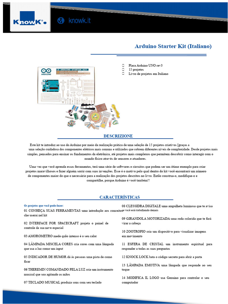Arduino-Starter-Kit.pdf | PDF | Arduino | Diodo emissor de luz