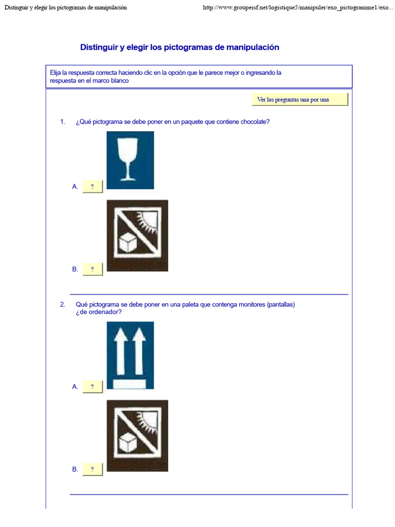 Pictogramas de Manipulación: Selección Correcta | PDF