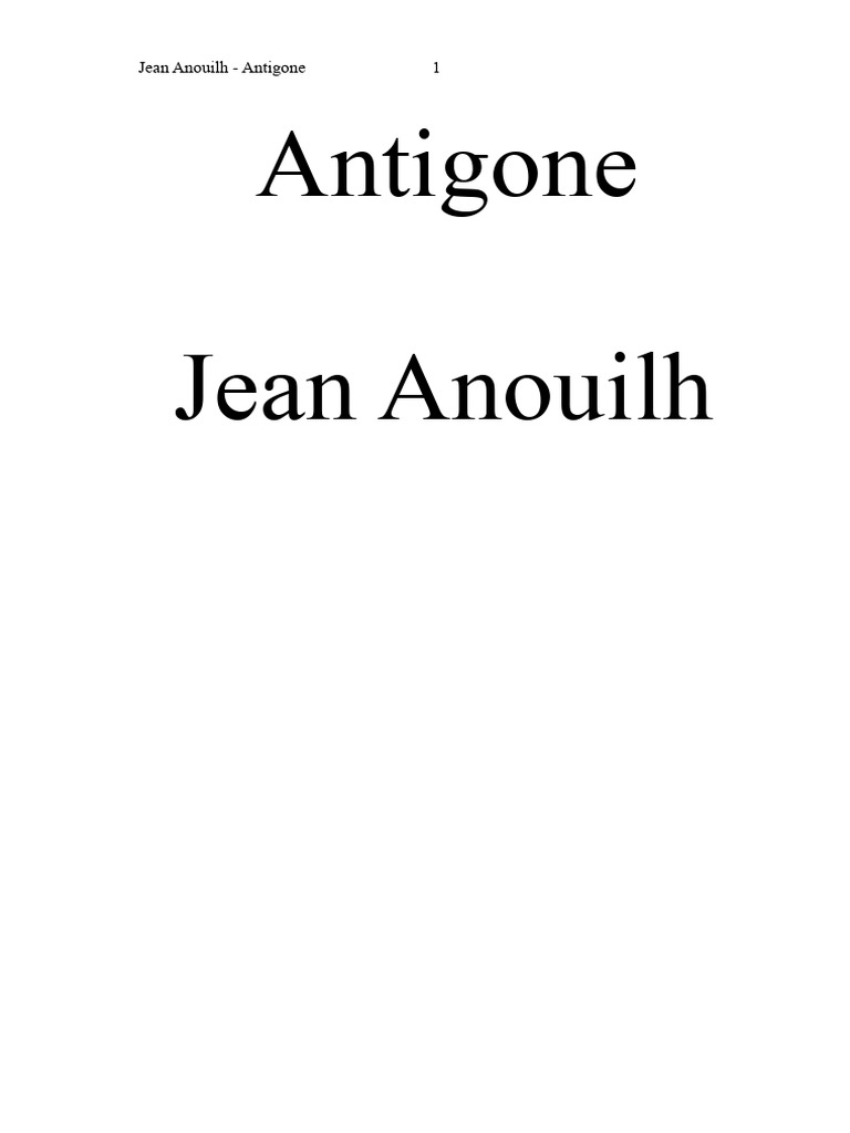 Anouilh's Antigone: Characters & Prologue | PDF | Oedipus | Boeotian ...