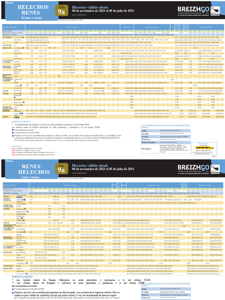 Horarios Ille Et Vilaine Línea 9a 0 | PDF | Observancias | Tradiciones