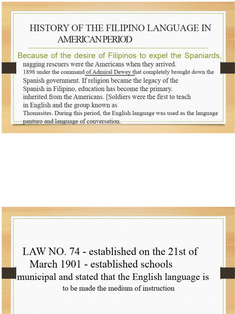 History of the Filipino Language During the American Period | PDF ...