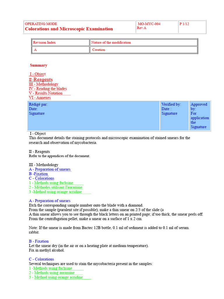 Colorations and Microscopic Examination.docx | PDF | Staining | Microscopy