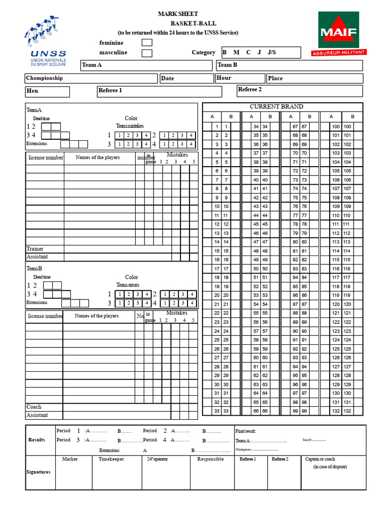 Basketball Brand Sheet (to be returned within 24 hours) | PDF | Ball ...