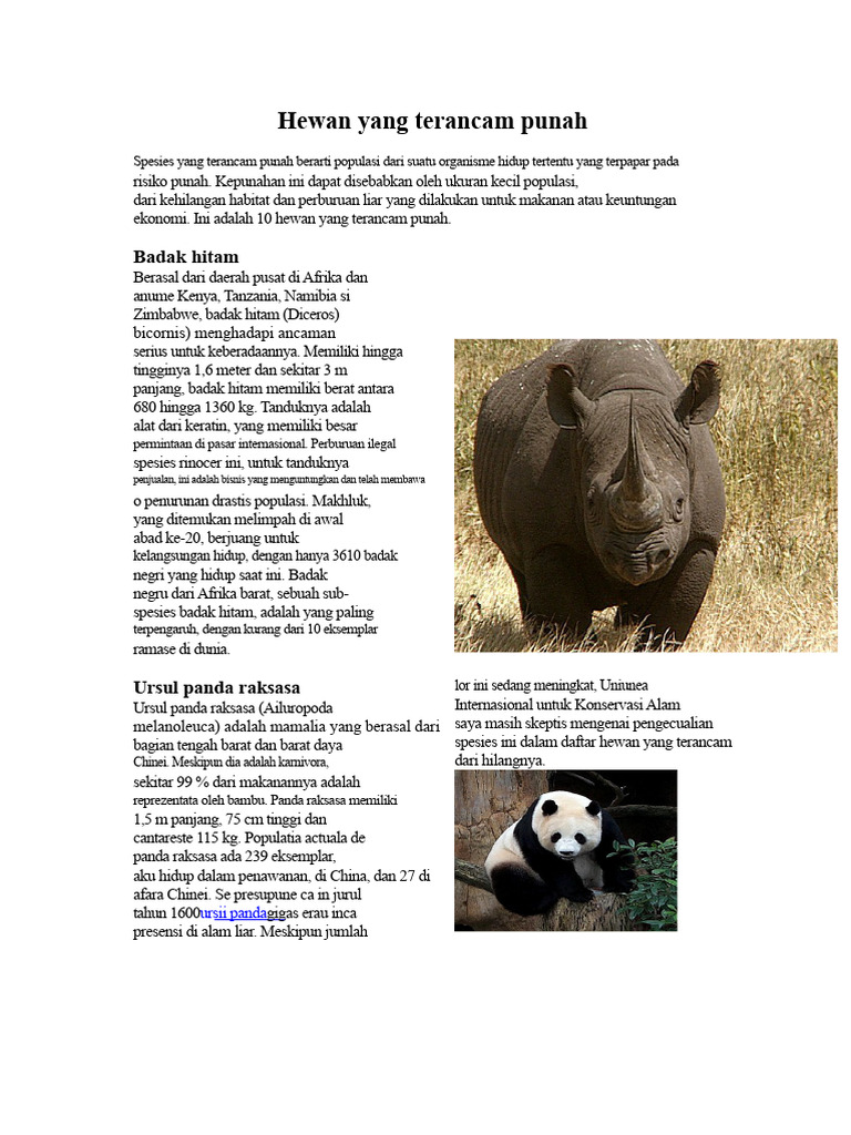 Bunga dan Hewan di Ambang Kepunahan | PDF