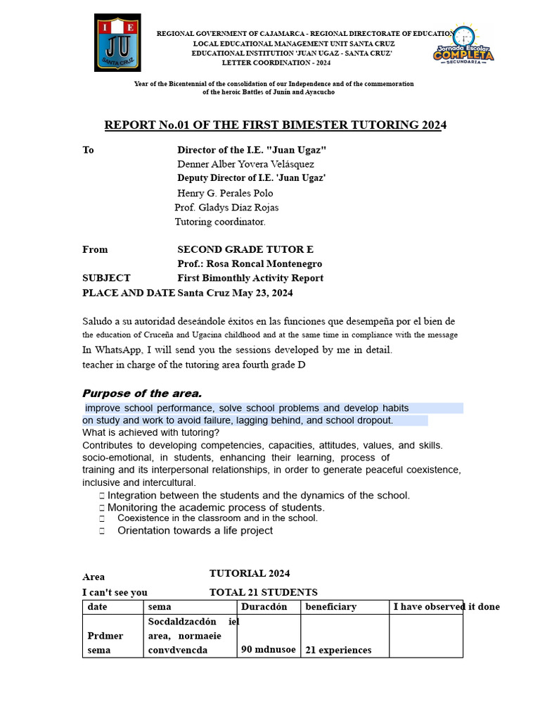 REPORT 2024 TUTORING | PDF | Learning | Behavior Modification