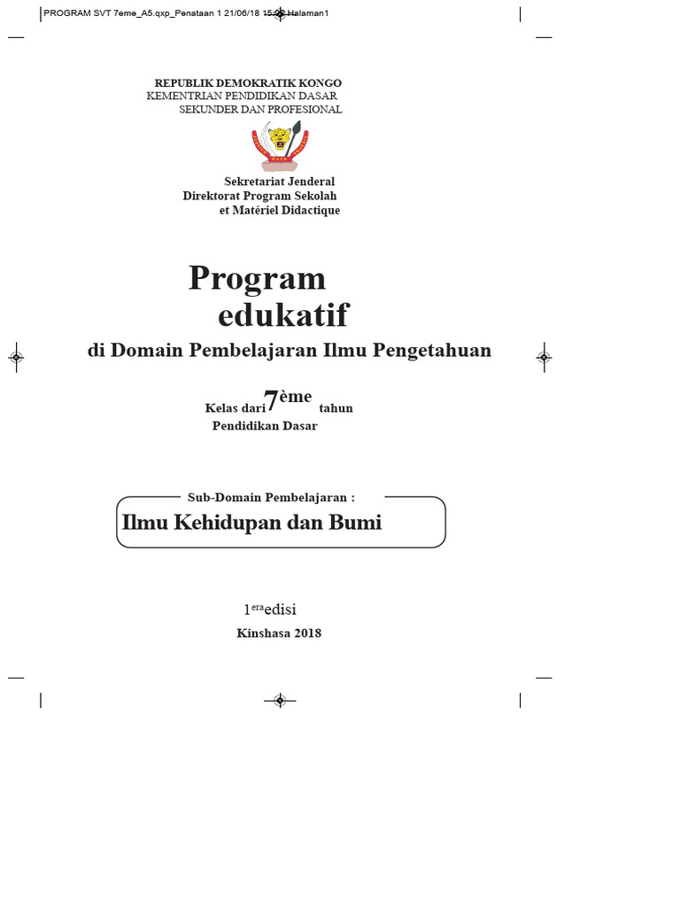 Program Pendidikan SVT Kelas 7 Kongo | PDF